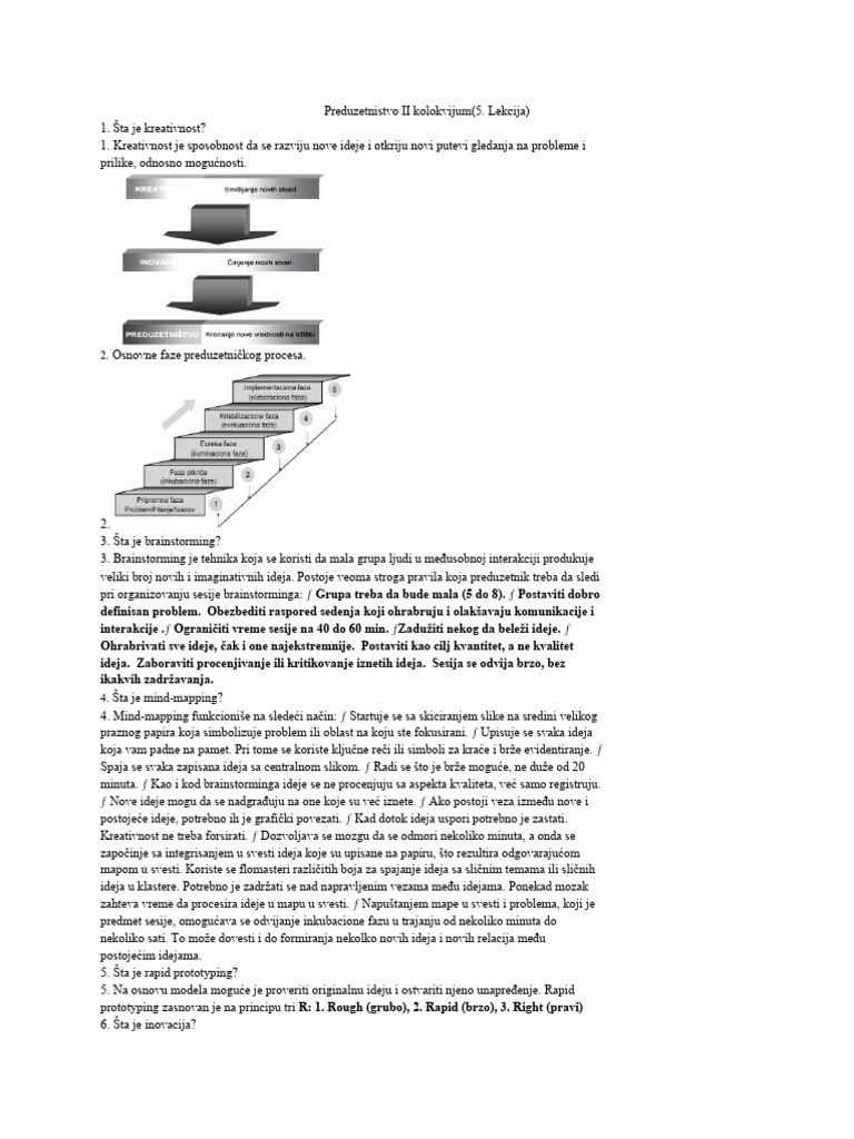 Preduzetnistvo II Kolokvijum (5.lekcija) | PDF