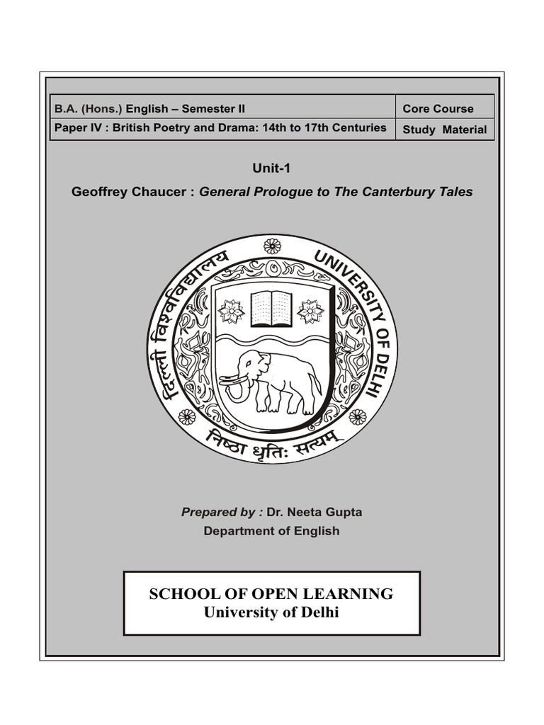 Chaucer's General Prologue Analysis | PDF | The Canterbury Tales ...