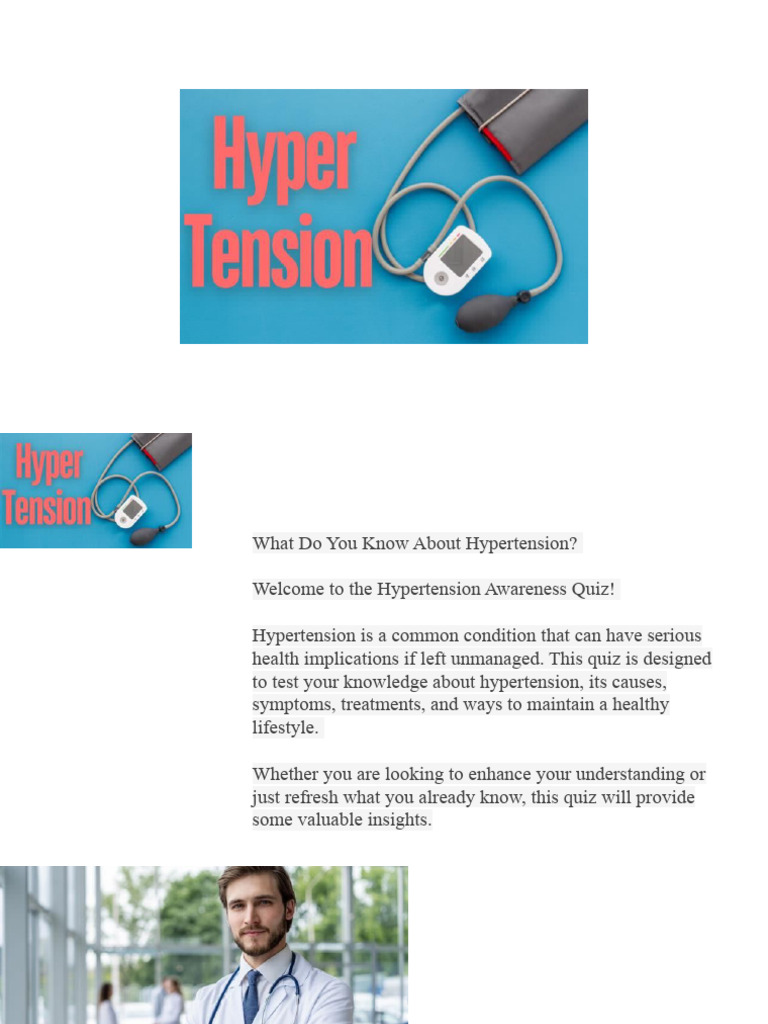 Hypertension Awareness Quiz: Test Your Knowledge | PDF | Hypertension ...