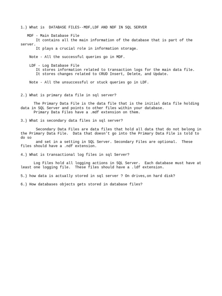 SQL Server Database File Types | PDF | Business | Technology & Engineering