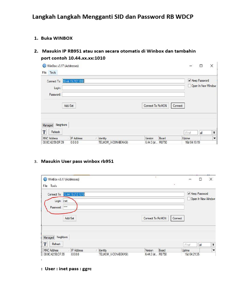 Langkah Langkah Mengganti SID Dan Password RB WDCP | PDF