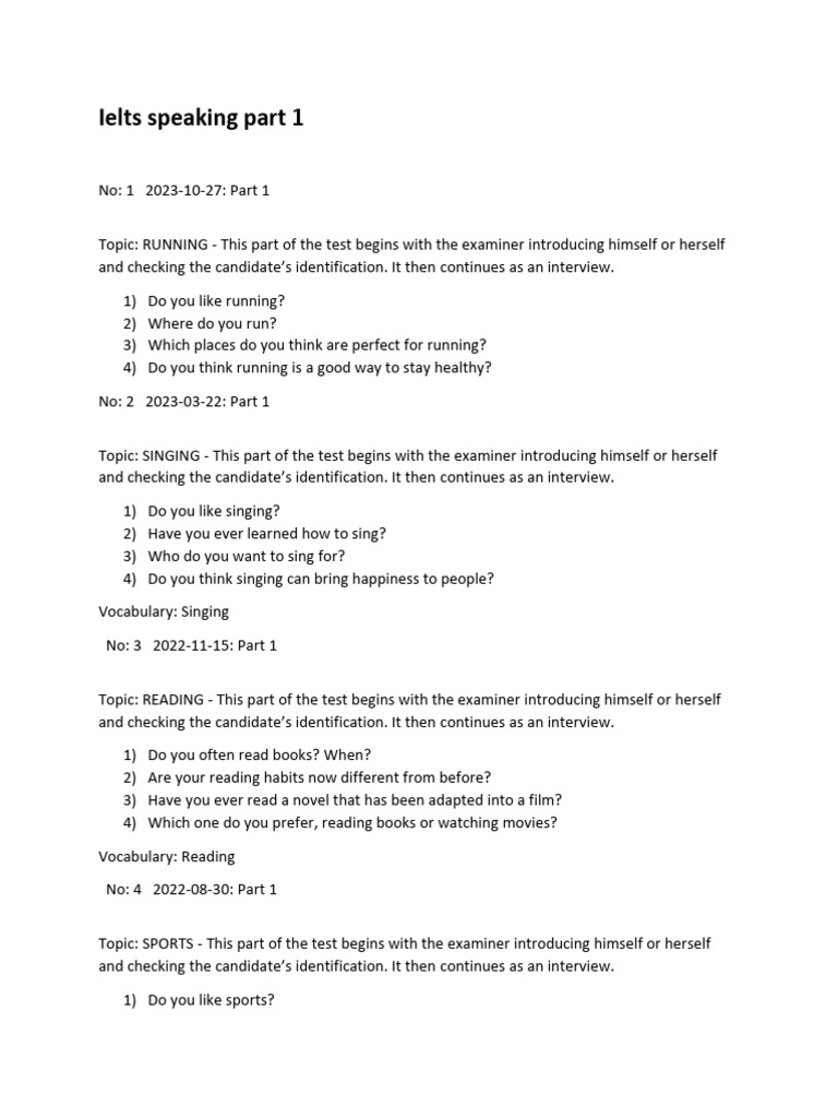 AR Ielts Speaking Part 1 | PDF | Clothing | Vocabulary