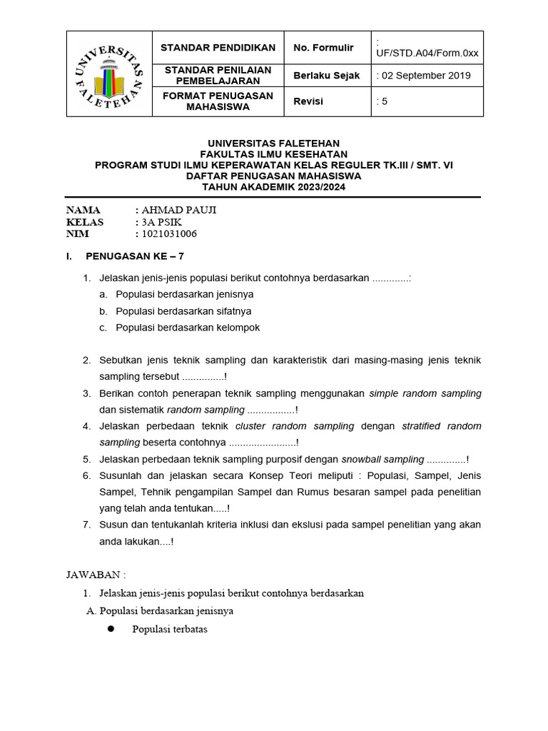 Tgs Metlit Ahmad Pauji 1021031006 | PDF | Sains & Matematika