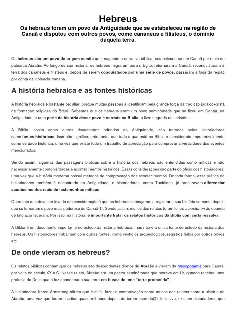 Hebreus | PDF | Idioma hebreu | Abraão