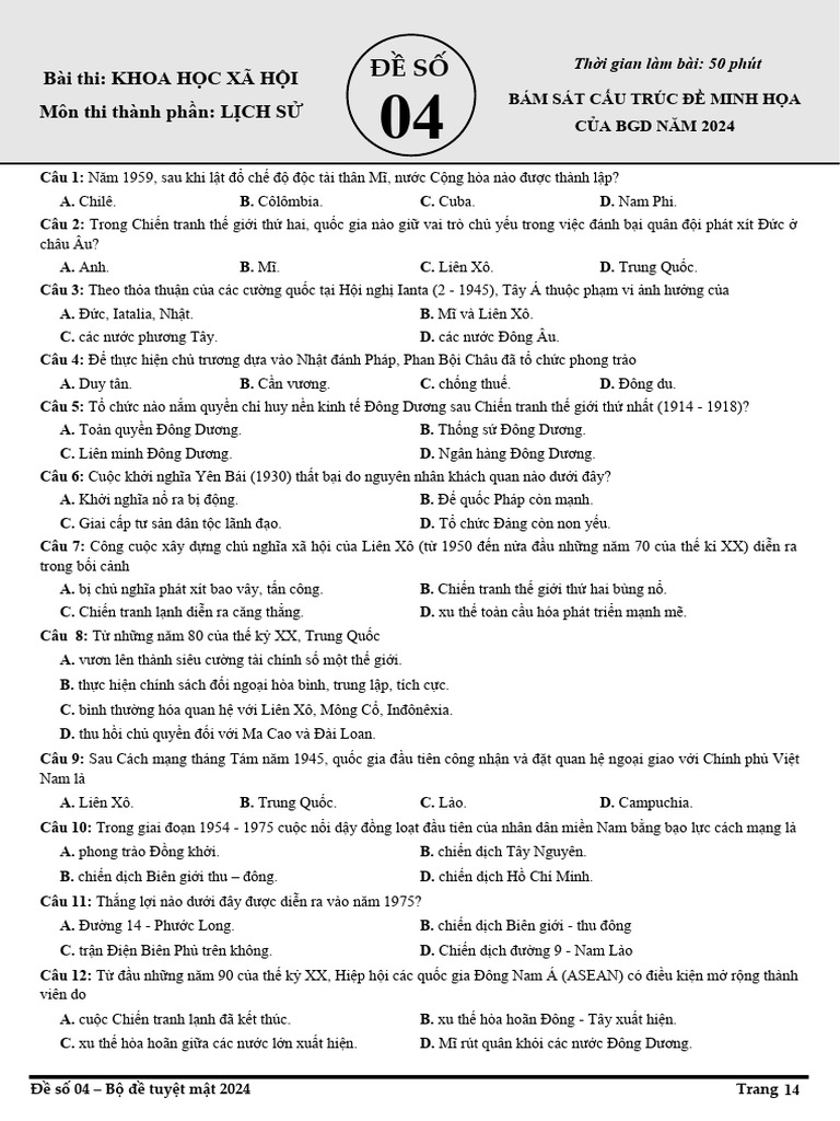 de So 04 Mon Lich Su | PDF