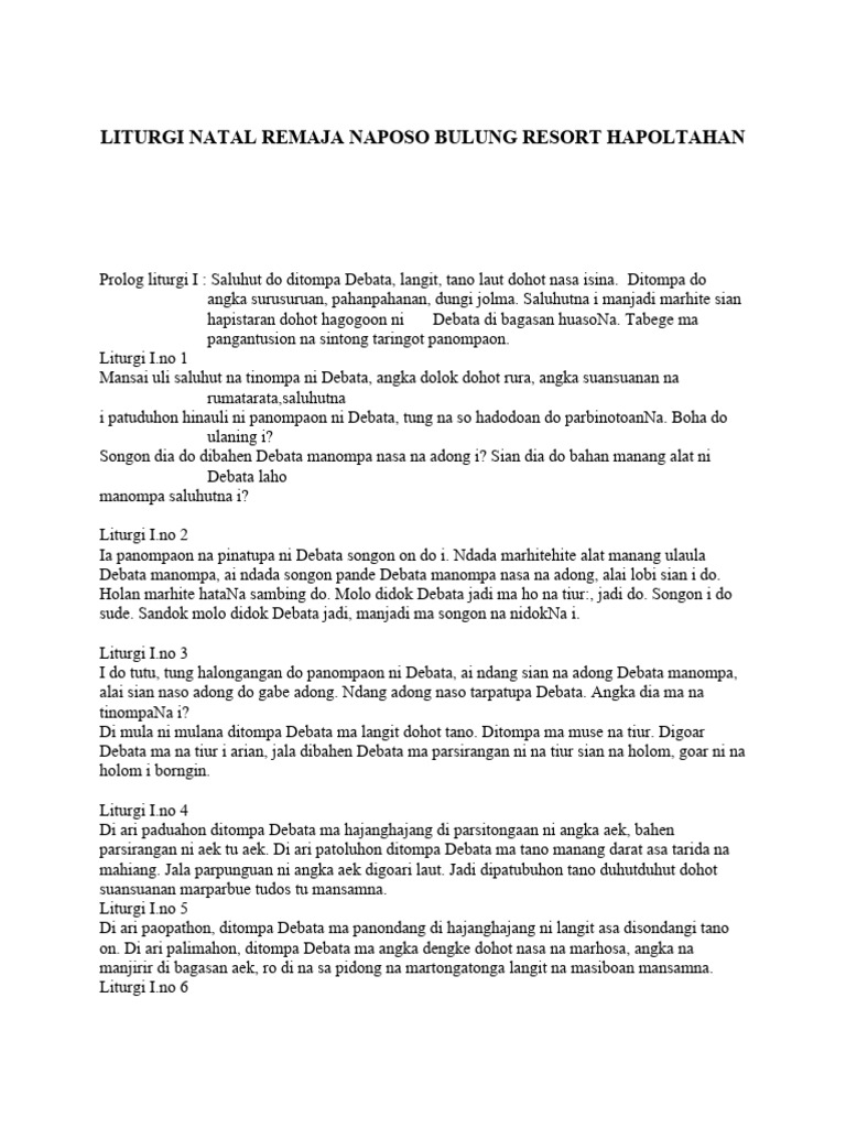 Liturgi Natal Remaja Naposo Bulung Resort Hapoltahan | PDF | Filsafat