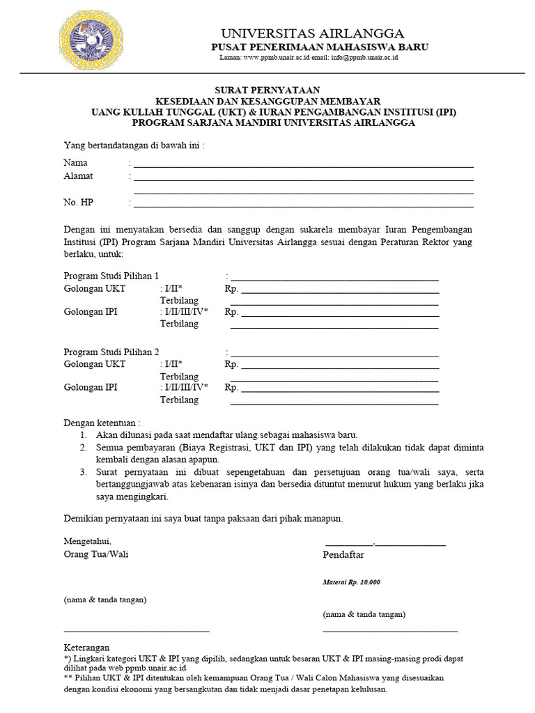 Form Ipi Mandiri Reguler | PDF | Pengelolaan Keuangan & Uang