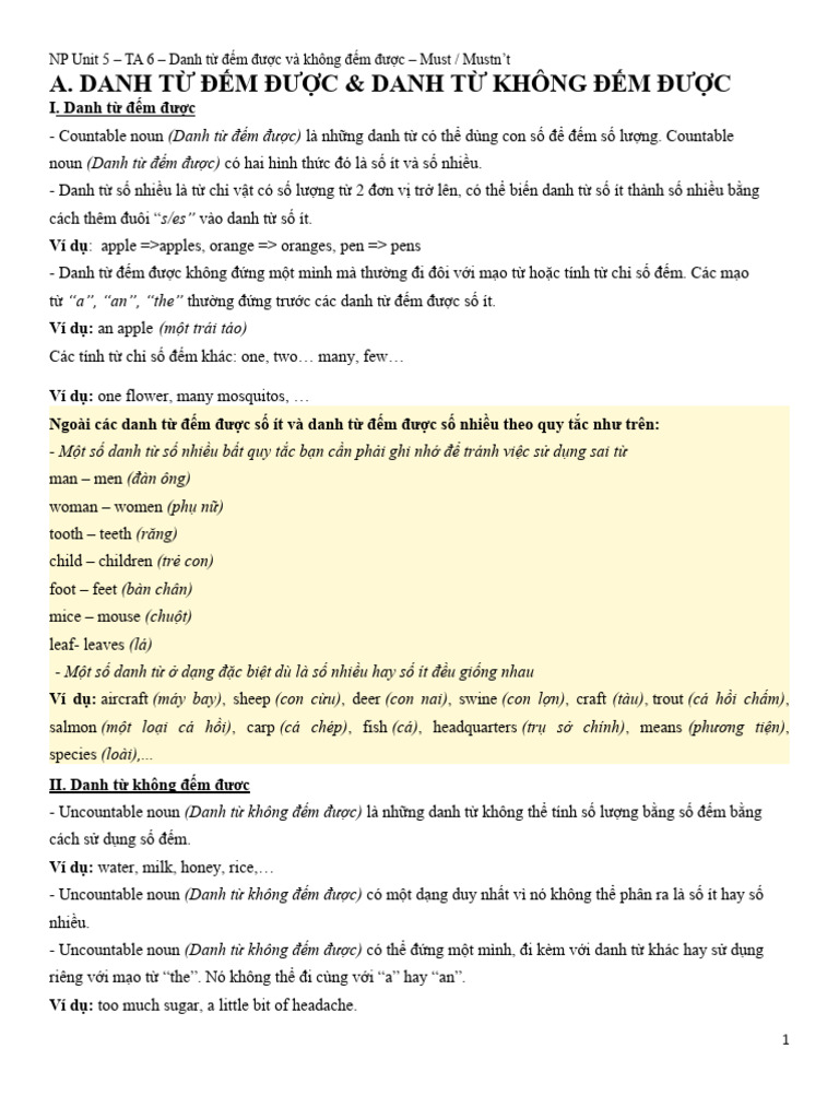 NP U5 TA 6 N Ns Must Must Not KEY | PDF