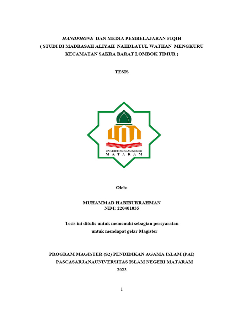 Rivisi 4 Tesis Muhammad Habiburrahman - 22-12-2023 | PDF