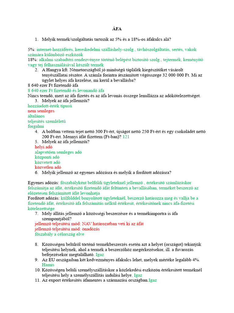 ÁFA Vizsga | PDF