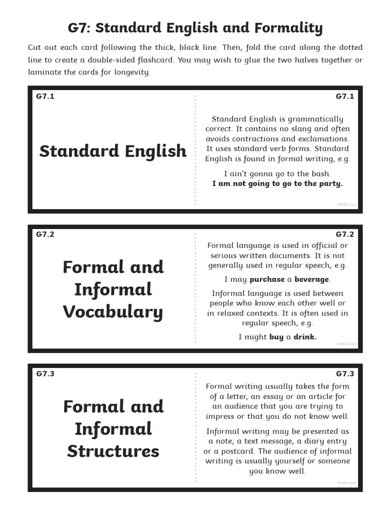 G7 - Standard English and Formality | PDF | English Language | Linguistics