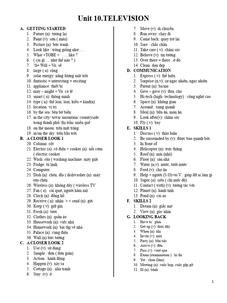 T V NG Unit 10 - 11 TA6 | PDF