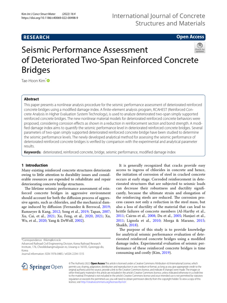Seismic Performance Assessment of Deteriorated Two-Span Reinforced ...