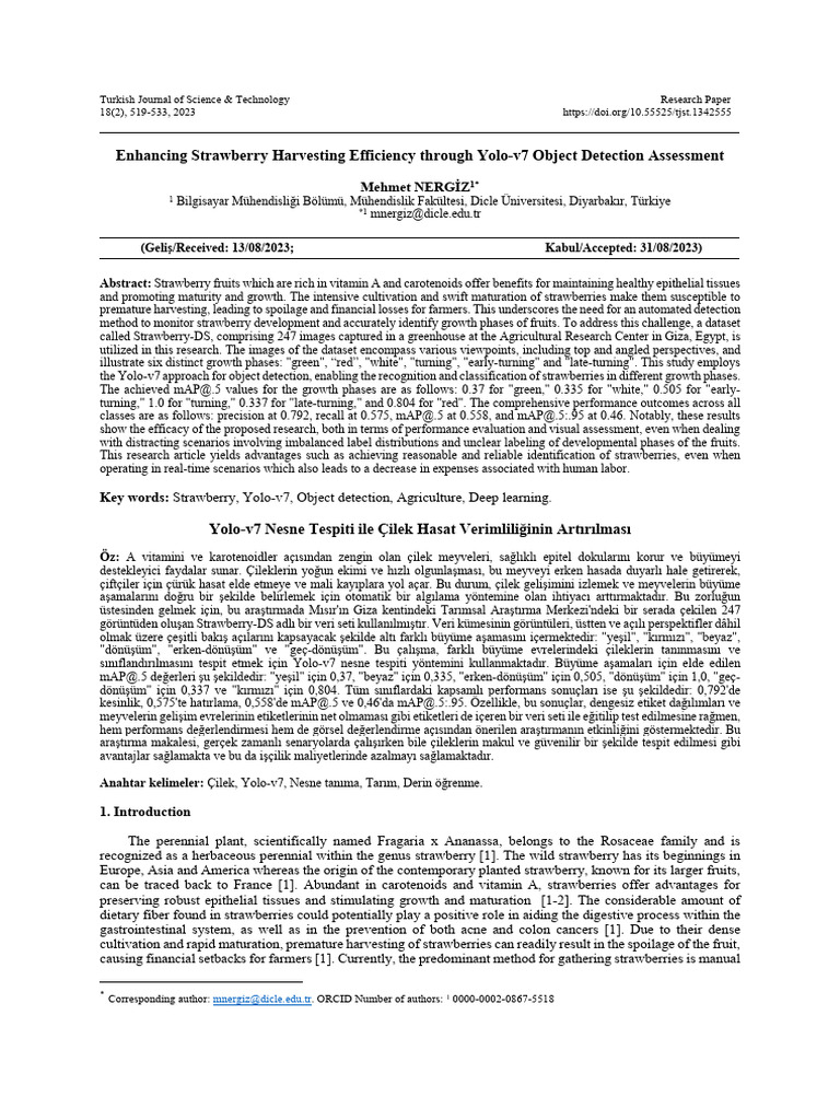 Yolo-V7 Object Detection Assessment | PDF | Accuracy And Precision | Agriculture