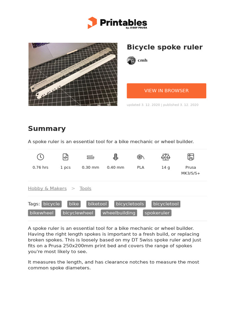 Bicycle Spoke Ruler | PDF | Home & Garden