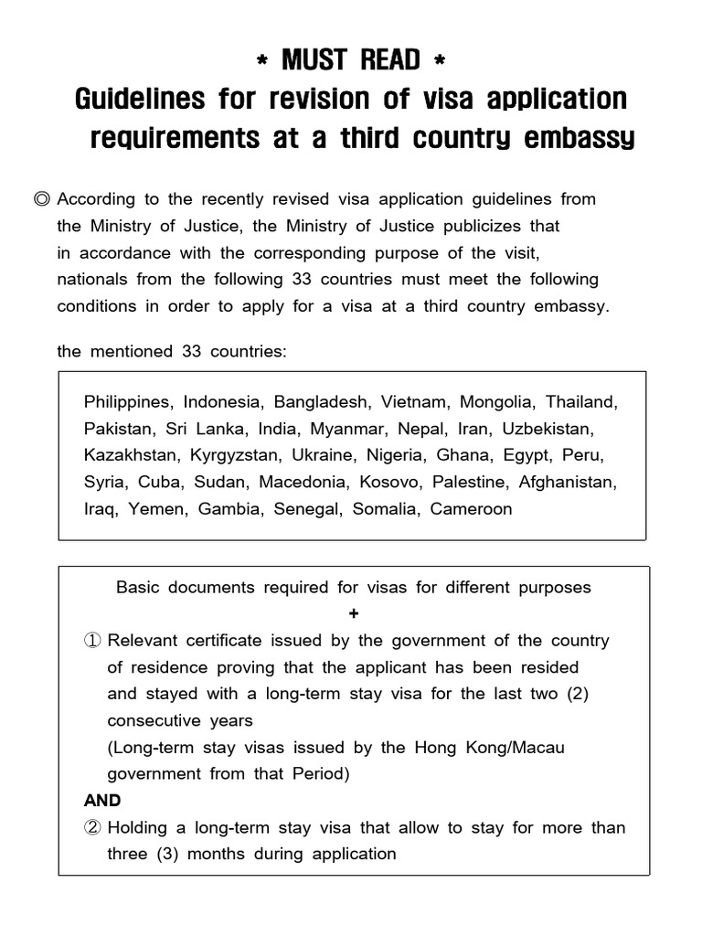 MUST READ - Guidelines For Revision of Visa Application Requirements at ...