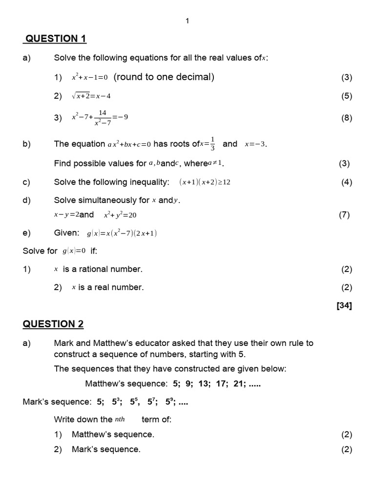 GR 11 Paper 1 June 2017 | PDF | Mathematical Concepts | Elementary ...