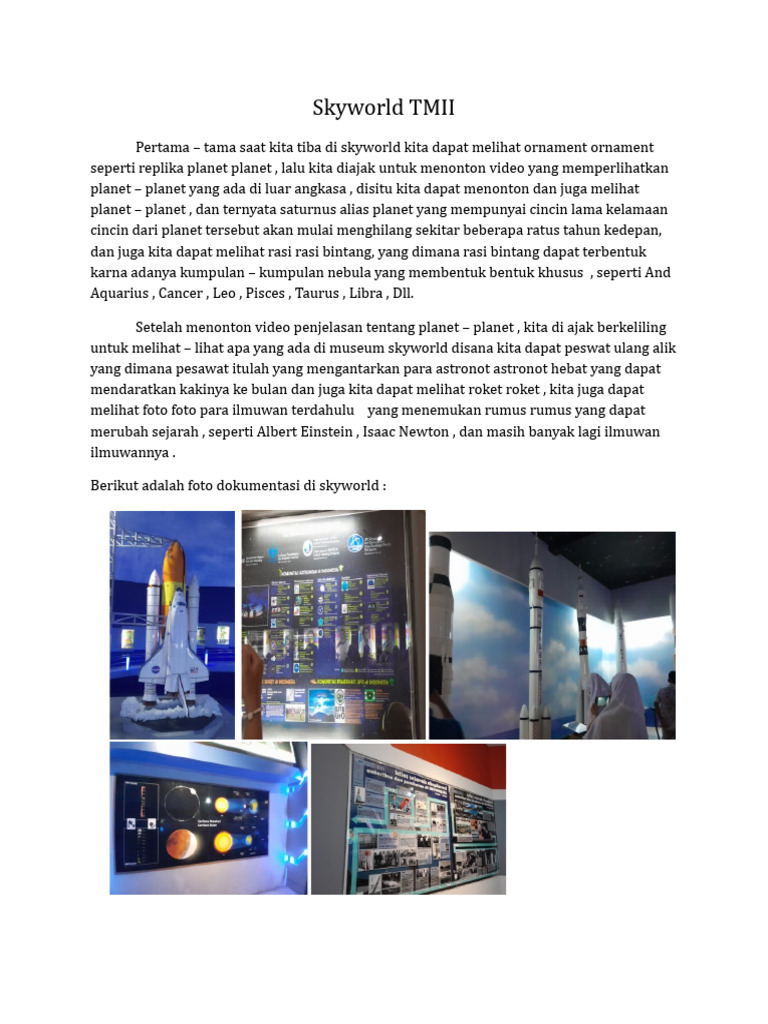 Skyworld TMII: Jelajah Planet & Sejarah Astronomi | PDF | Ilmu Sosial | Sains & Matematika