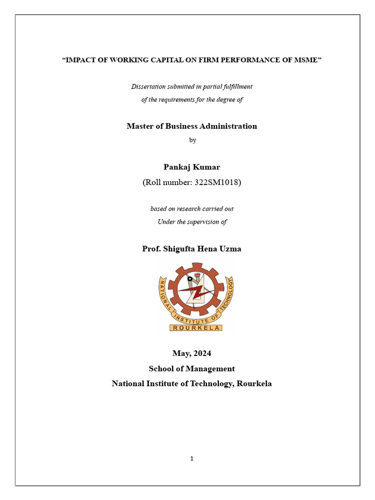 Impact of Working Capital of Firm Performance of MSME | PDF | Working Capital | Small And Medium ...