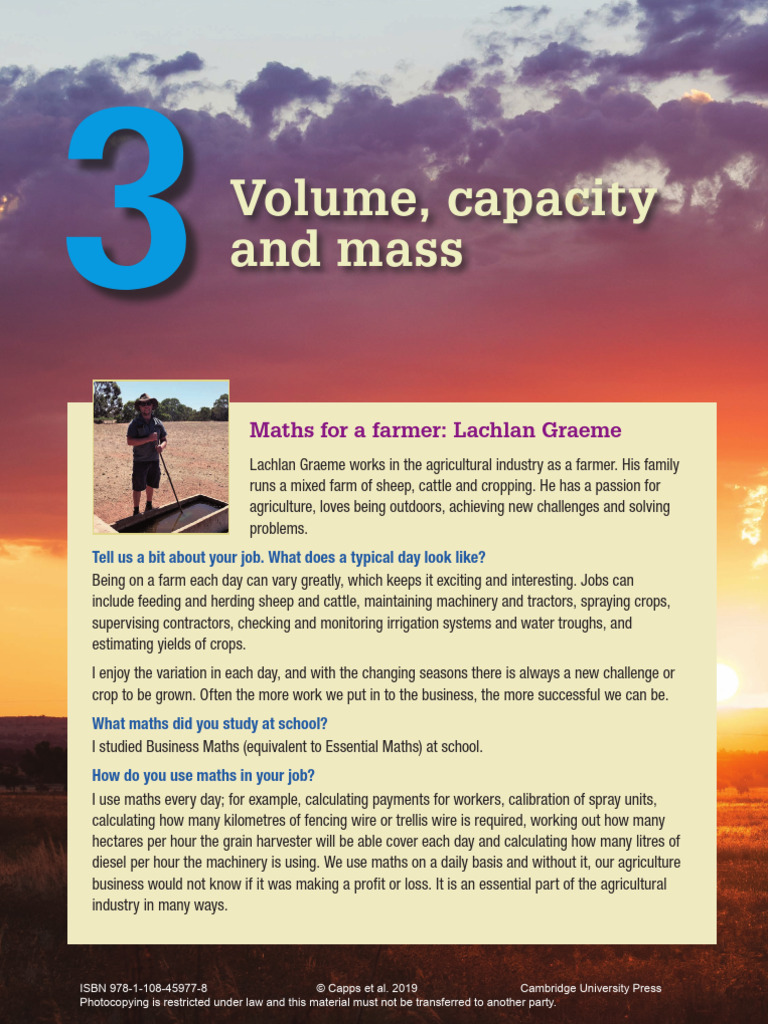Chapter 3 Volume, Capacity and Mass | PDF | Litre | Volume