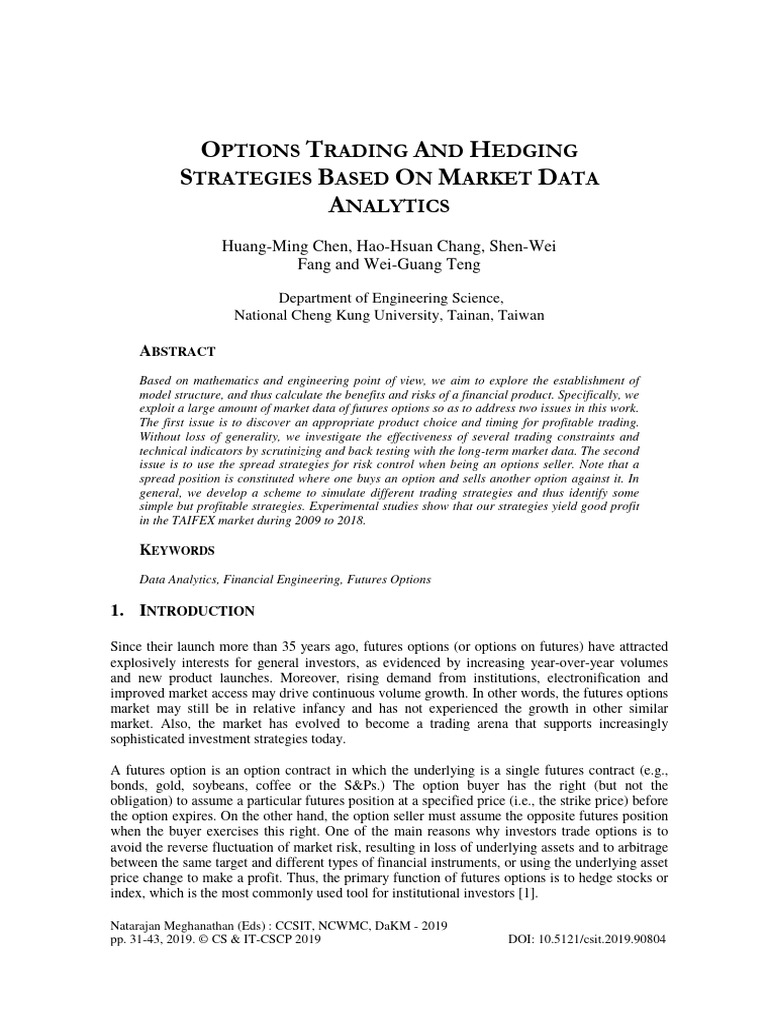 Options Trading and Hedging Strategies Based On Market Data 4glah3d9vp ...