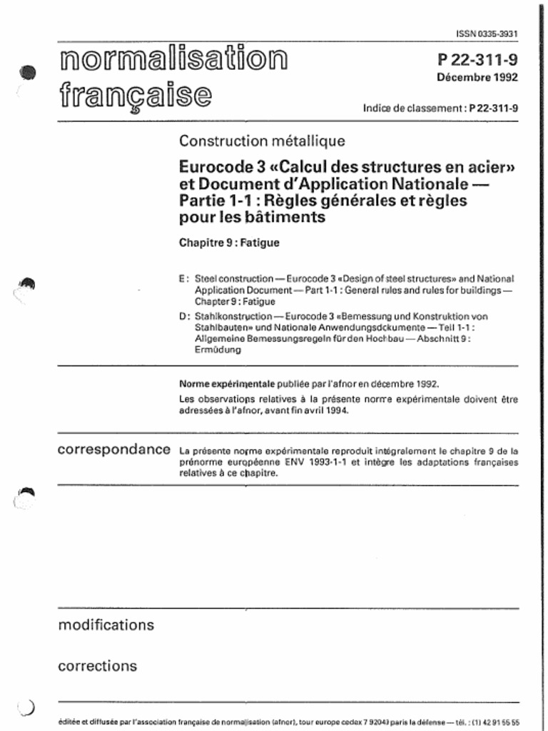 Eurocode3 NF EN 1993-1-9-Fatigue_old (1) | PDF
