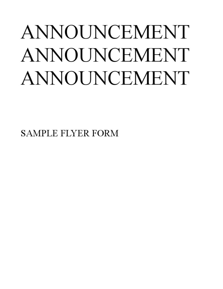 Sample Flyer Form Announcement | PDF