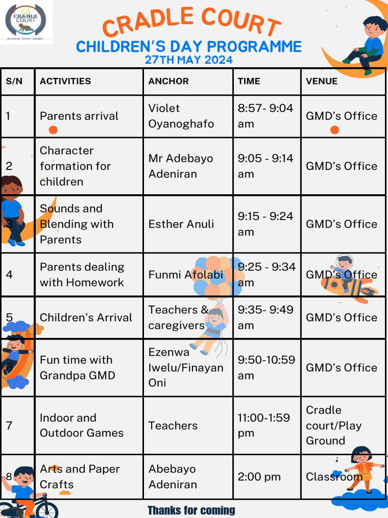 Children's Day Program Schedule | PDF