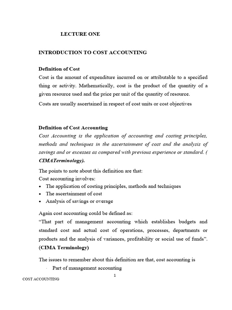 Introduction to Cost Accounting | PDF | Cost Accounting | Cost