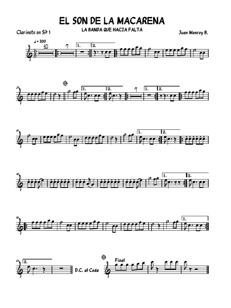 EL SON DE LA MACARENA-Clarinete - en - Sib - 1 | PDF