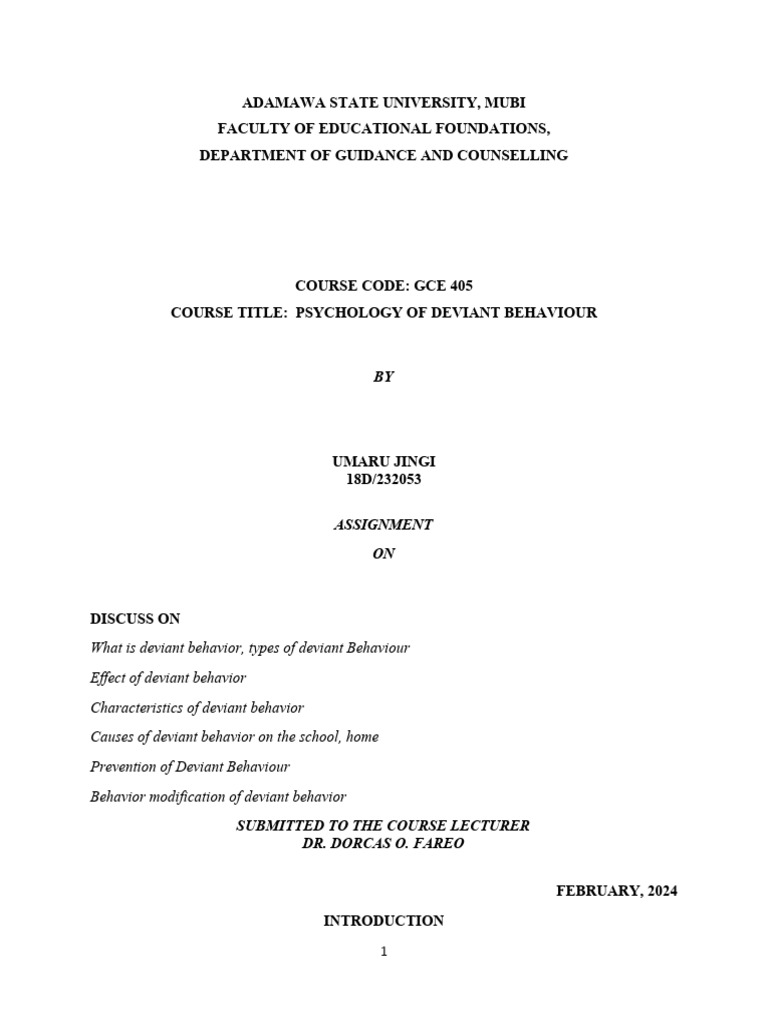 Adamawa State University, Mubi Faculty of Educational Foundations ...