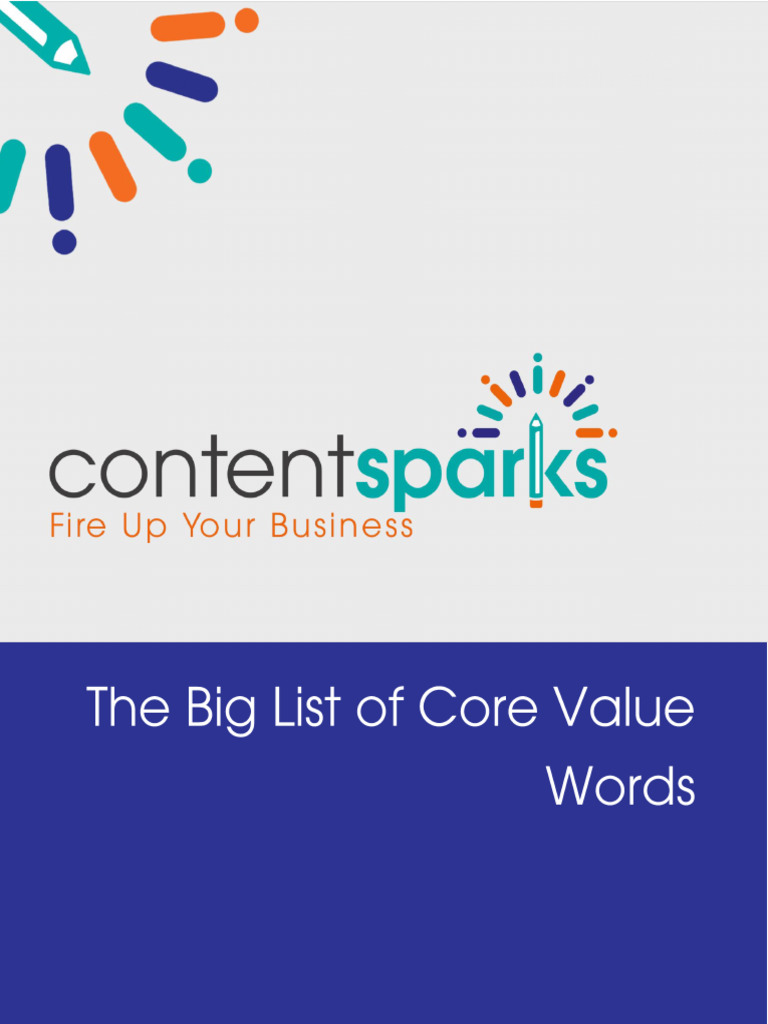Core Value Words List - Content Sparks | PDF