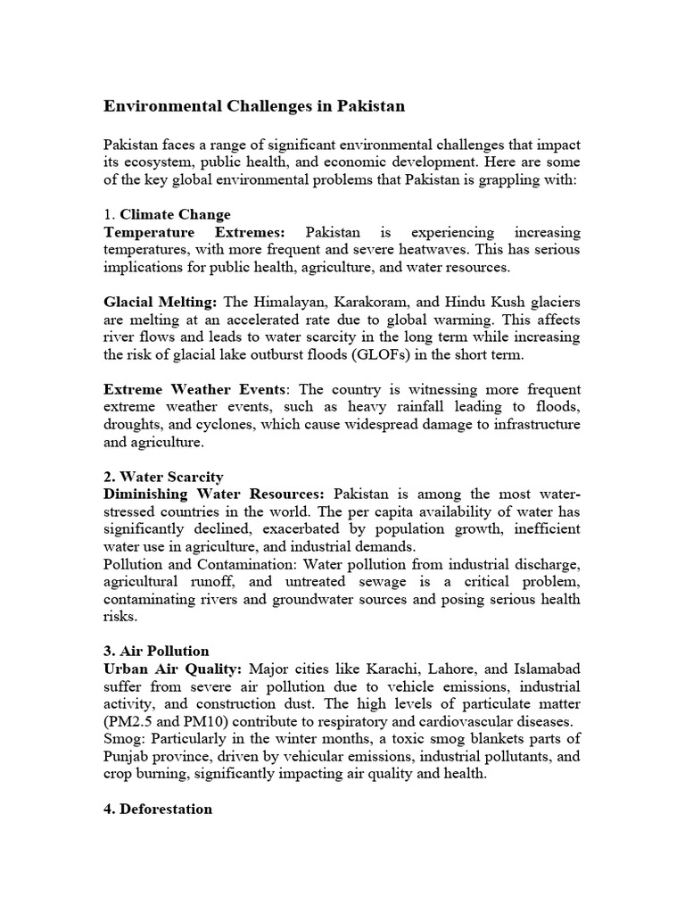 Environmental Challenges in Pakistan | PDF | Habitat Destruction ...
