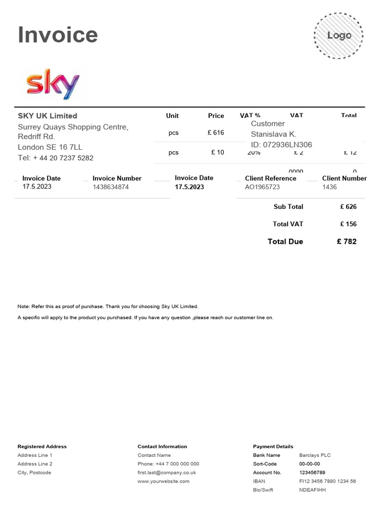 Basic VAT Invoice Template | PDF | Invoice | I Phone