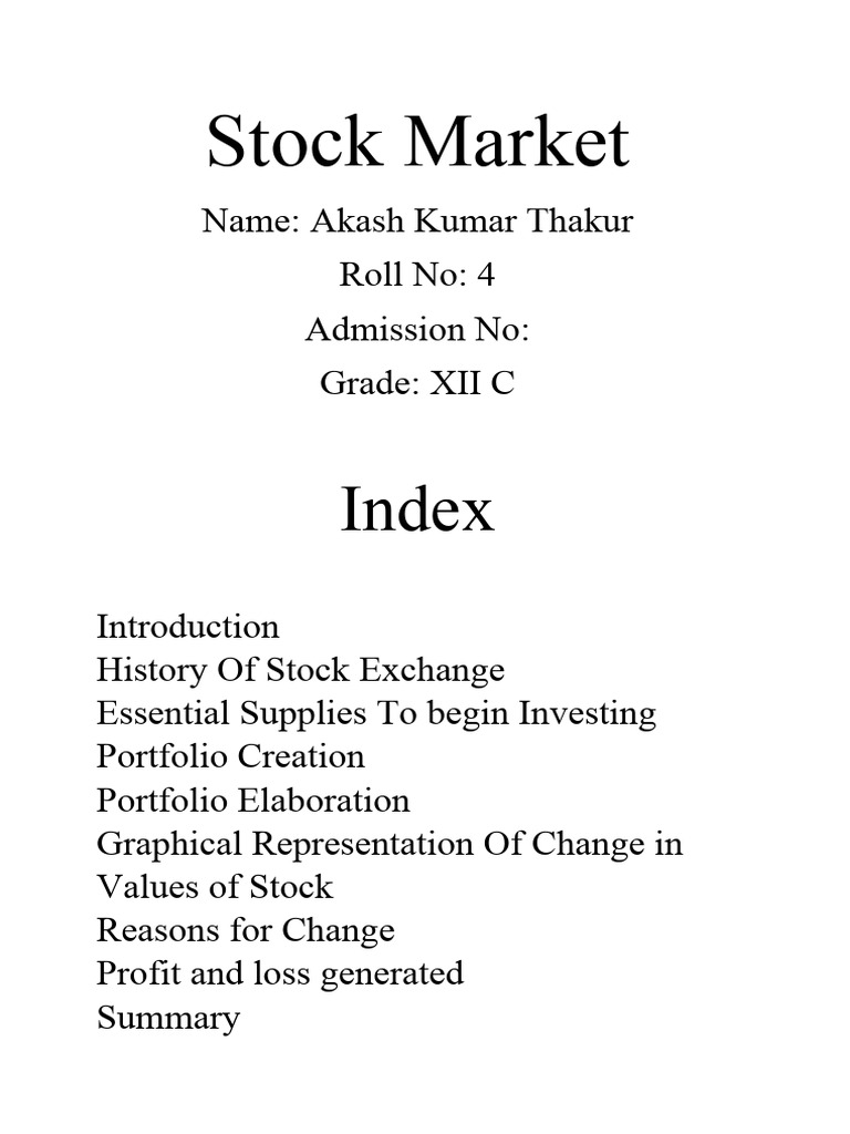 Stock Market Project | PDF | Stock Exchange | Investing