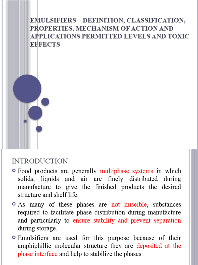 Emulsifiers | PDF | Emulsion | Phase (Matter)