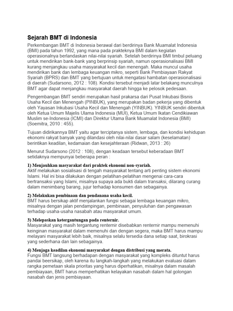 Sejarah BMT di Indonesia | PDF