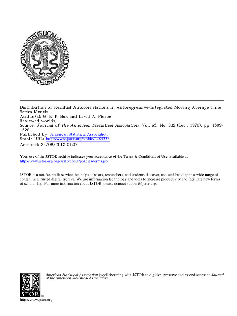 American Statistical Association | PDF | Autoregressive Integrated ...