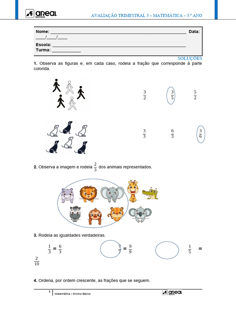 Ae Avaliacao Trimestral3 Mat3 Solucoes 2024 | PDF | Matemática