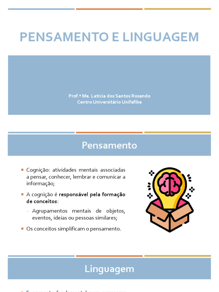 Aula 9 e 10 Pensamento e Linguagem | PDF | Pensamento | Imagem mental