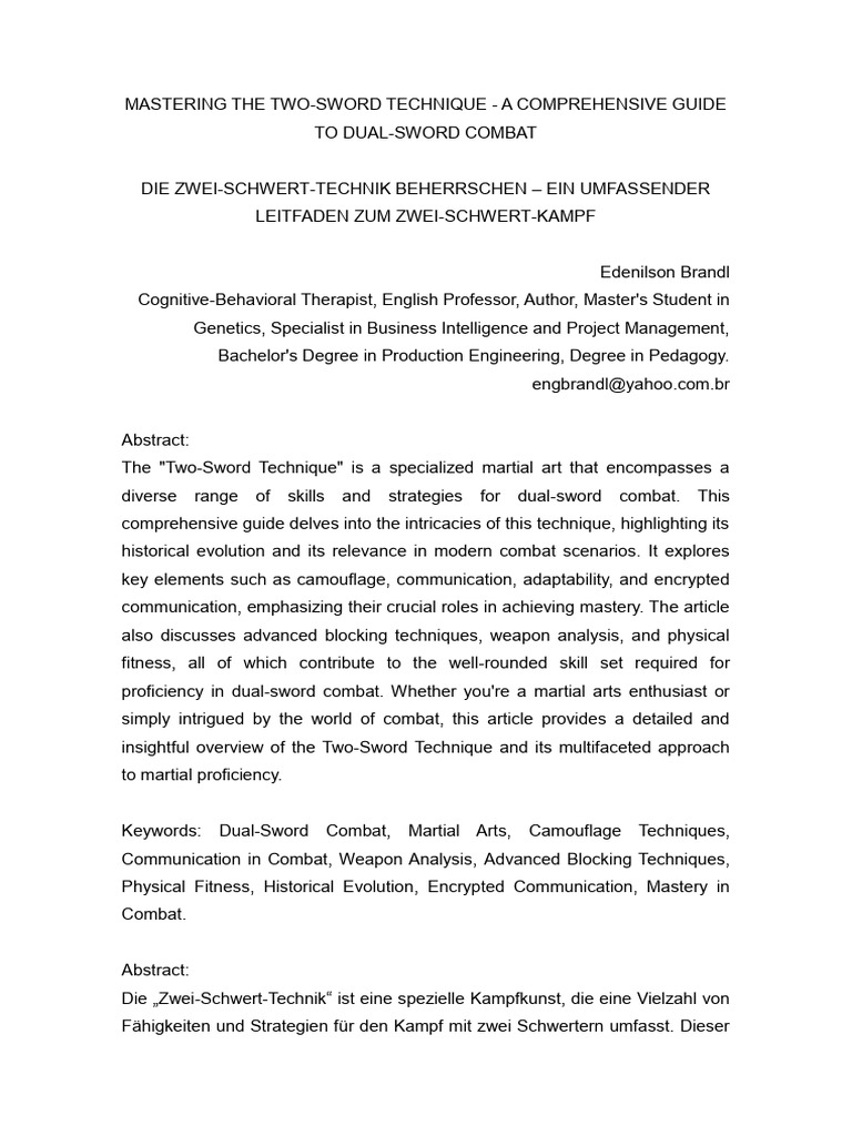 Mastering The Two-Sword Technique - A Comprehensive Guide To Dual-Sword ...