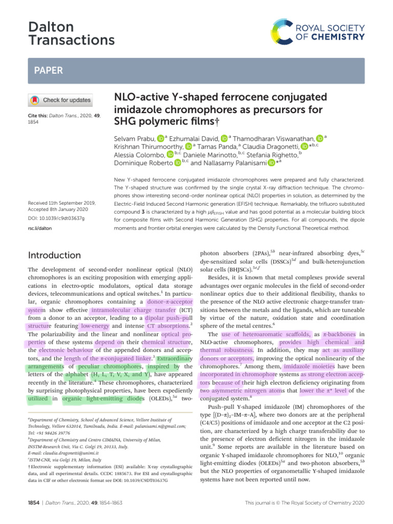 2020-Dalton-Fc Imidazoles | PDF | Proton Nuclear Magnetic Resonance ...