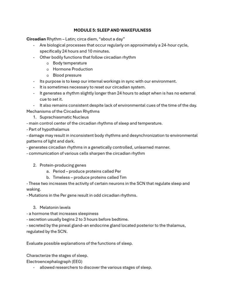Neuro - Finals Reviewer - Modules 5 To 8 | PDF | Circadian Rhythm | Anxiety