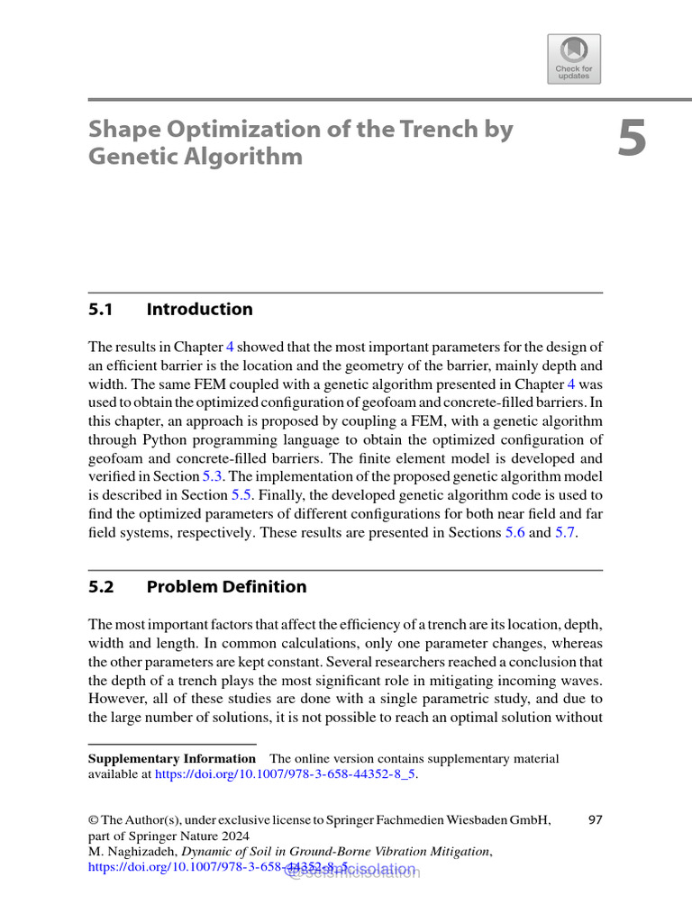 Shape Optimization Of The Trench By Genetic Algorithm Pdf Genetic Algorithm Finite Element