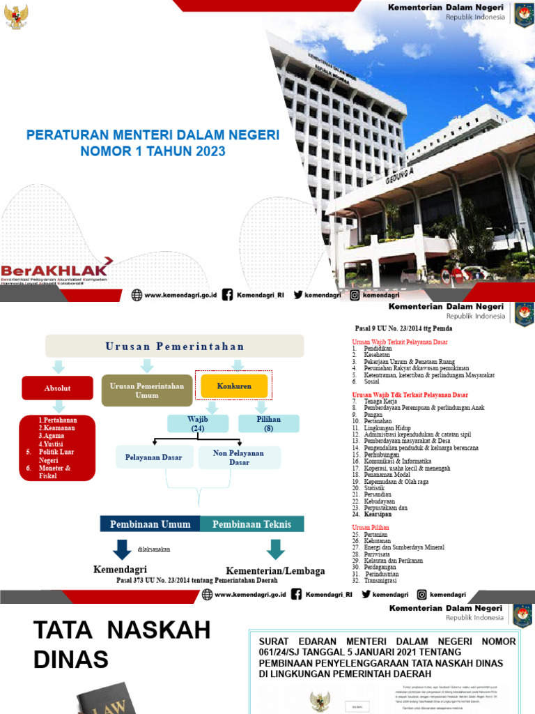 Materi Tata Naskah Permendagri No. 1 Tahun 2023 | PDF