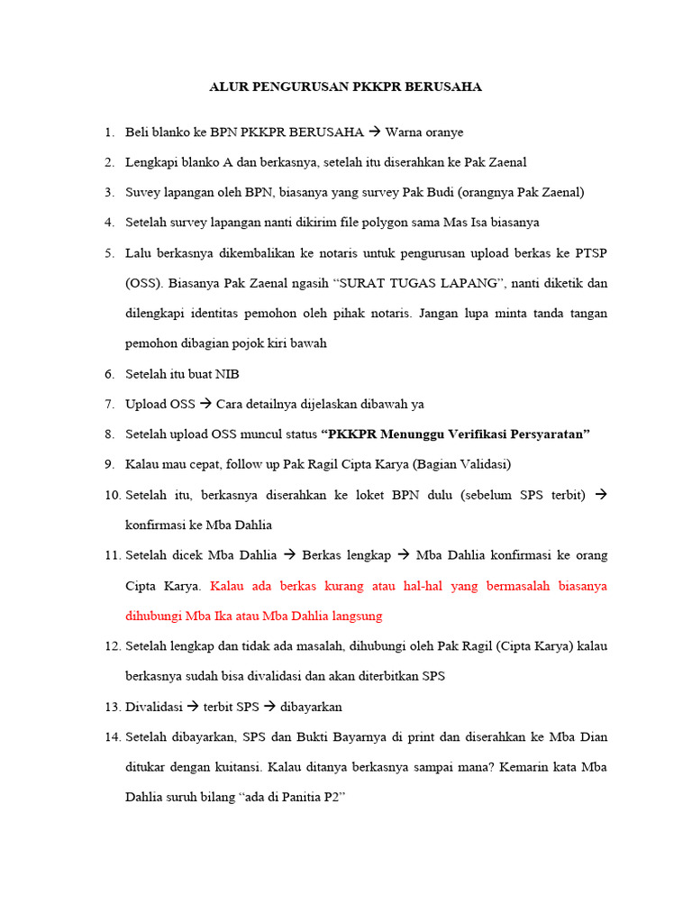 Alur Pengurusan PKKPR Berusaha | PDF