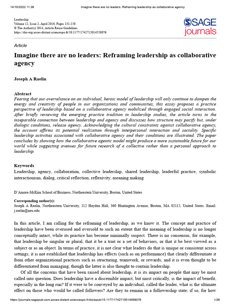 Imagine There Are No Leaders - Reframing Leadership As Collaborative ...
