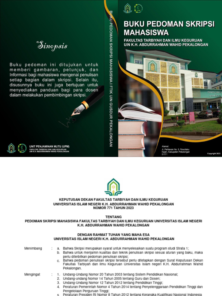 BUKU PEDOMAN PENULISAN SKRIPSI FTIK UIN GUSDUR 2023-1 | PDF