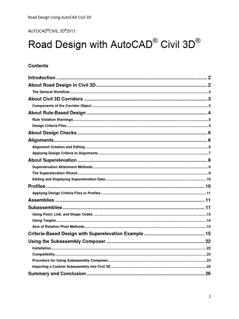 Road Design With Autocad (Civil 3D) | PDF | 3 D Modeling | Autodesk