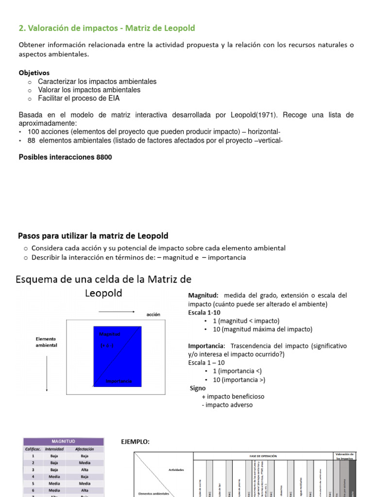 Matriz de Leopold (Tabla) | Descargar gratis PDF | Entorno natural ...